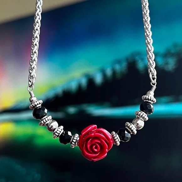 Silverskylight | Jewelry | Handmade Stainless Steel Red Rose Flower ...